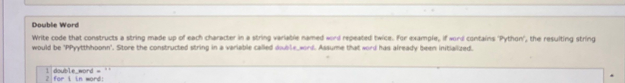 Solved Double WordWrite code that constructs a string made | Chegg.com