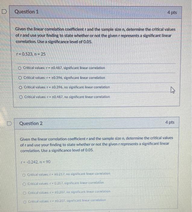Solved Given the linear correlation coefficient r and the | Chegg.com