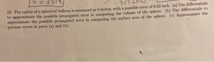 Solved 50.5519 36 22. The radius of a spherical balloon is | Chegg.com