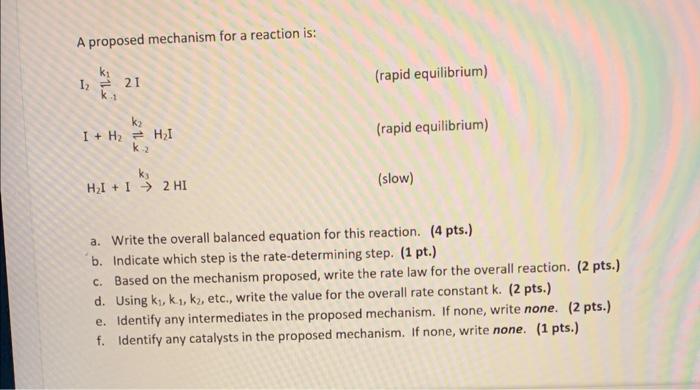Solved A proposed mechanism for a reaction is: | Chegg.com