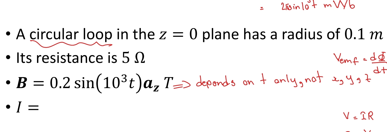 Solved A circular loop in the z=0 ﻿plane has a radius of 0.1 | Chegg.com