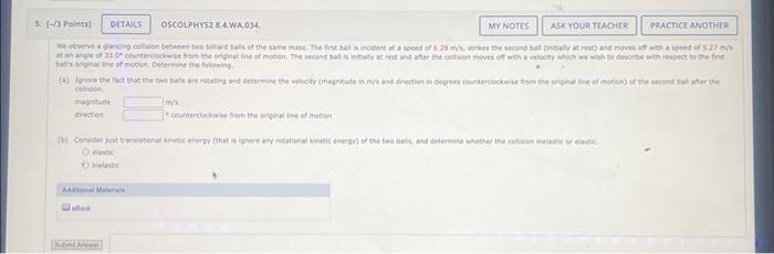 Solved We observe glancing between two billard balls of the | Chegg.com
