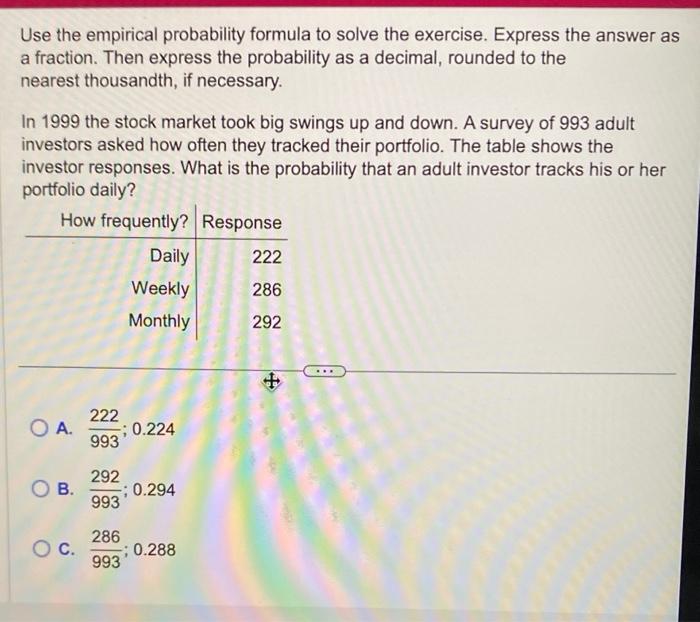 Solved Use the empirical probability formula to solve the | Chegg.com