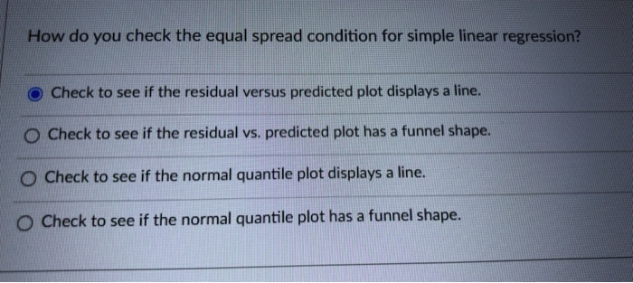 Solved How do you check the equal spread condition for | Chegg.com