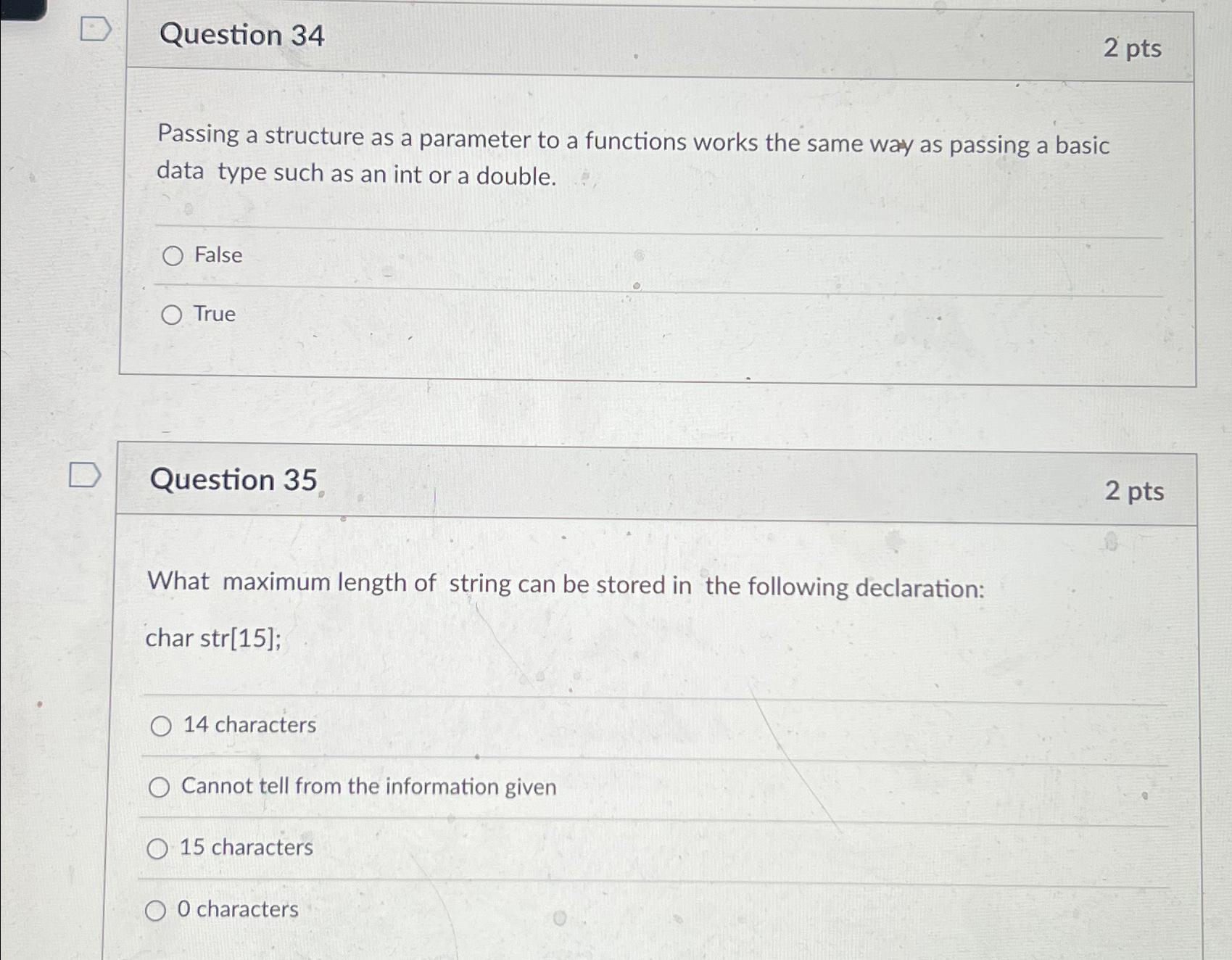 Solved Question 342 ﻿ptsPassing a structure as a parameter | Chegg.com