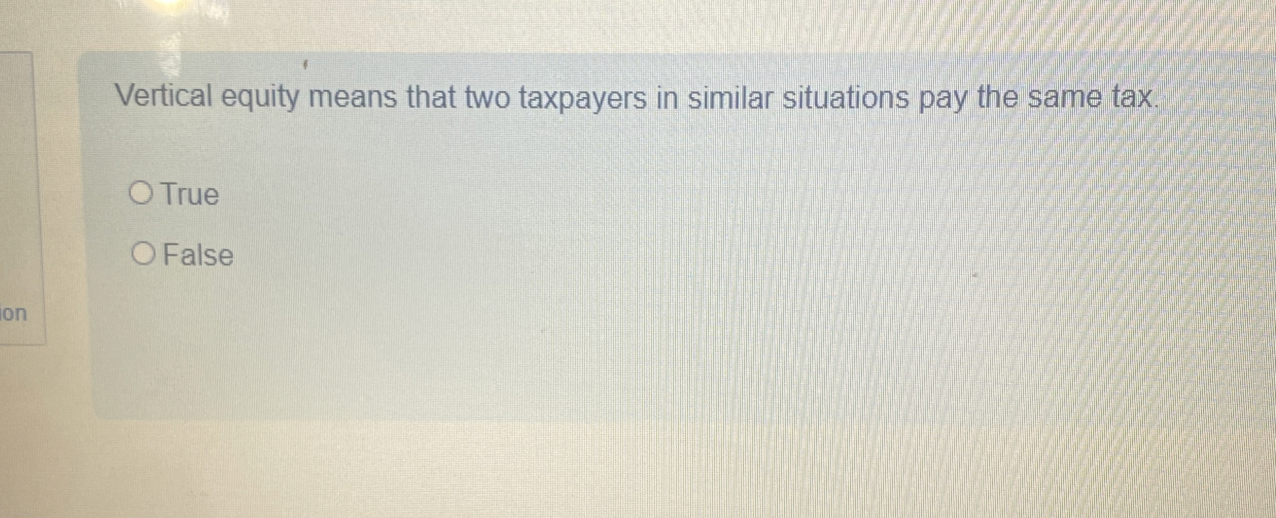 Solved Vertical equity means that two taxpayers in similar | Chegg.com