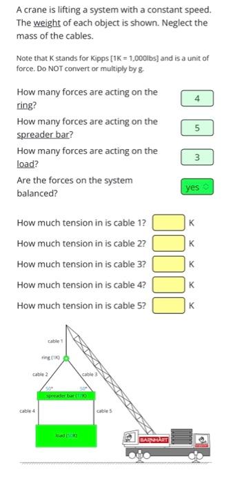 Solved A crane is lifting a system with a constant speed. | Chegg.com
