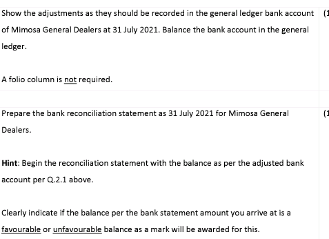 Solved The following information of Mimosa General Dealers | Chegg.com