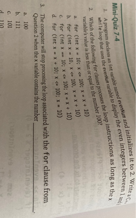 Solved Mini-Quiz 7-4 10; x