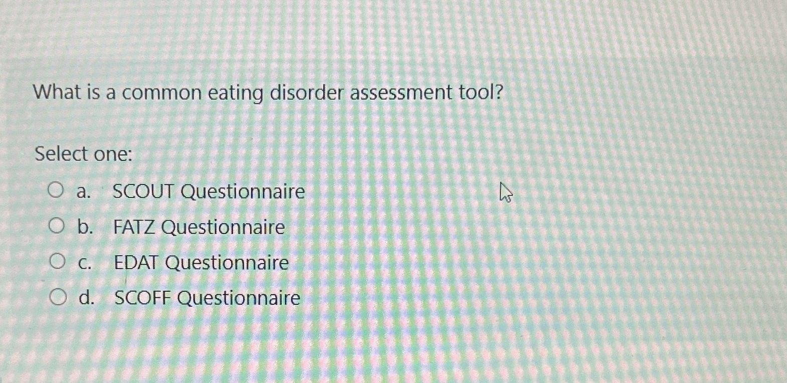 Solved What is a common eating disorder assessment | Chegg.com