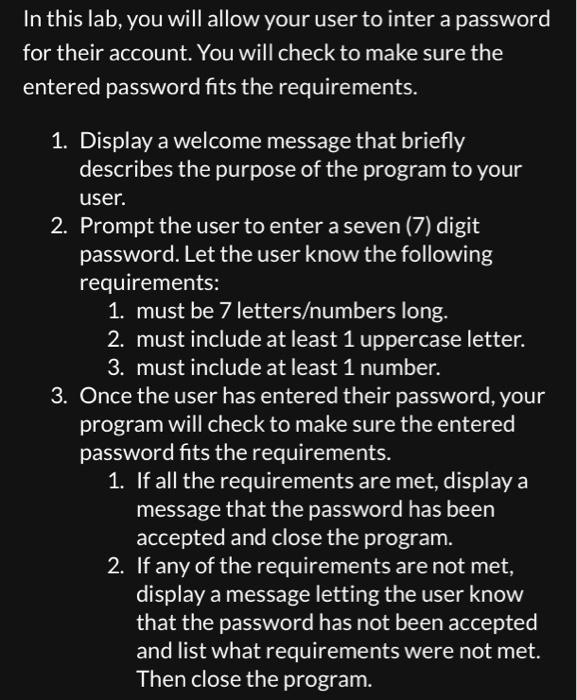 Solved In this lab, you will allow your user to inter a | Chegg.com