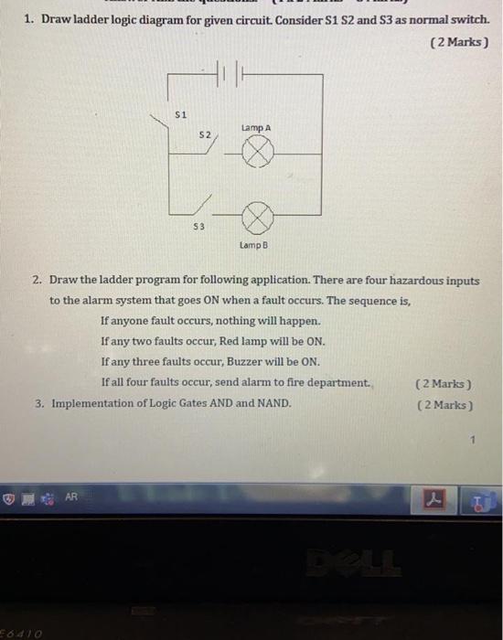 Solved 1. Draw ladder logic diagram for given circuit. | Chegg.com