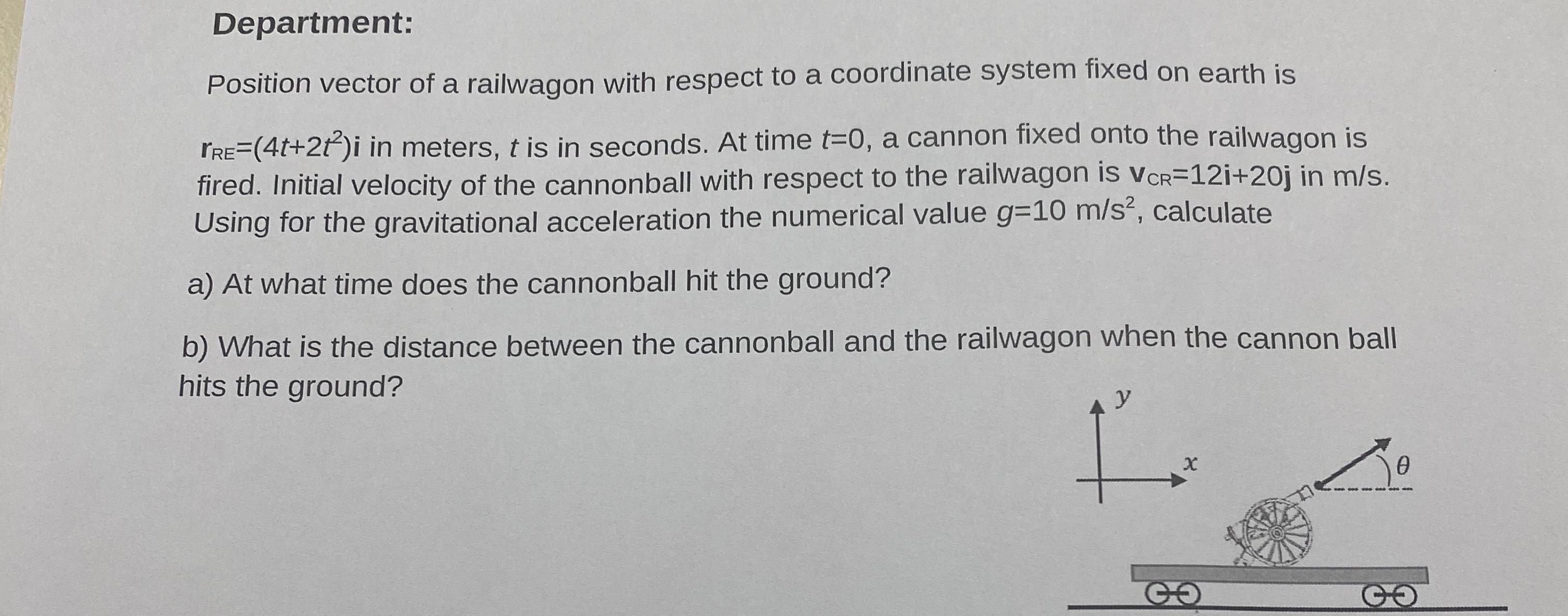 Solved Position vector of a railwagon with respect to a | Chegg.com