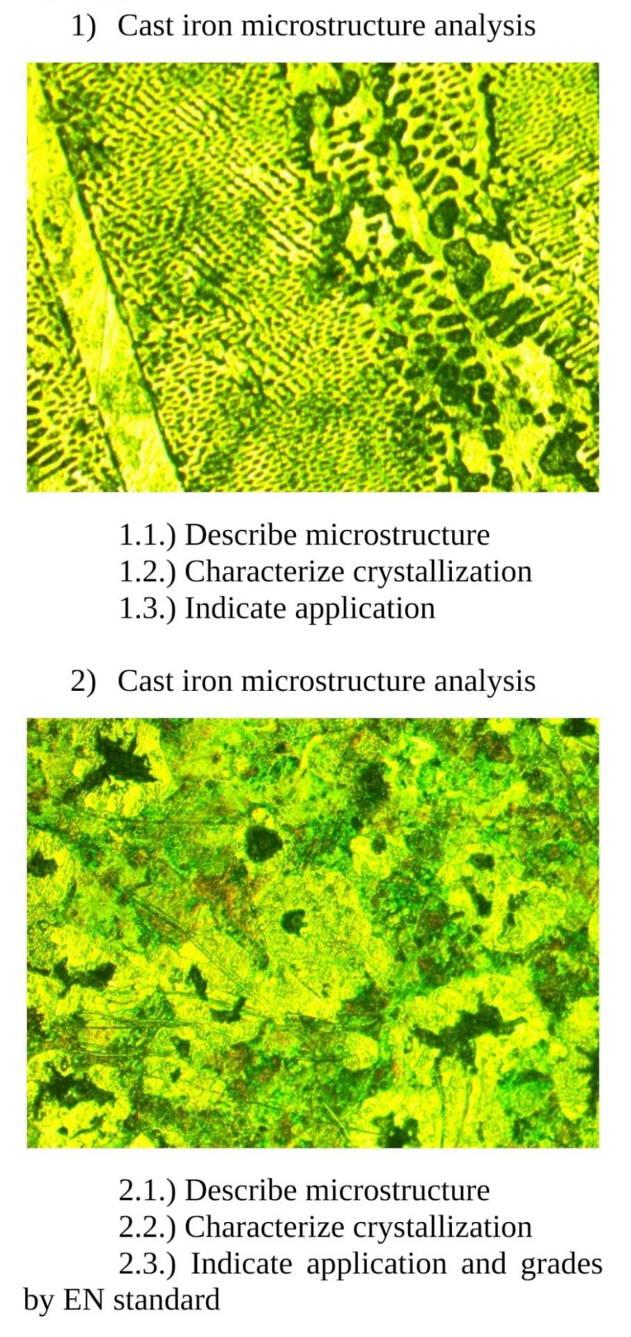 Solved 1) Cast iron microstructure analysis 1.1.) Describe | Chegg.com