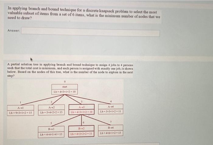 Solved In applying branch and bound technique for a discrete | Chegg.com