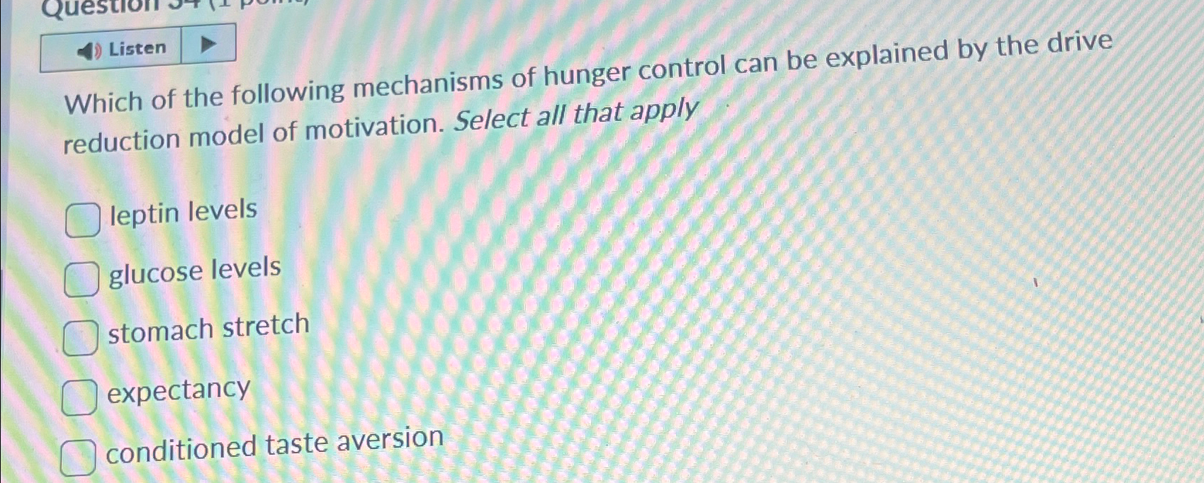 Solved Which of the following mechanisms of hunger control | Chegg.com