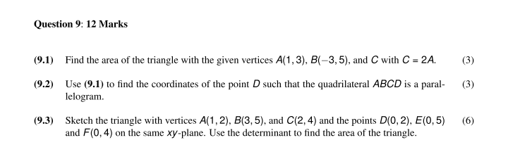 Solved Question 9: 12 Marks (9.1) Find the area of the | Chegg.com