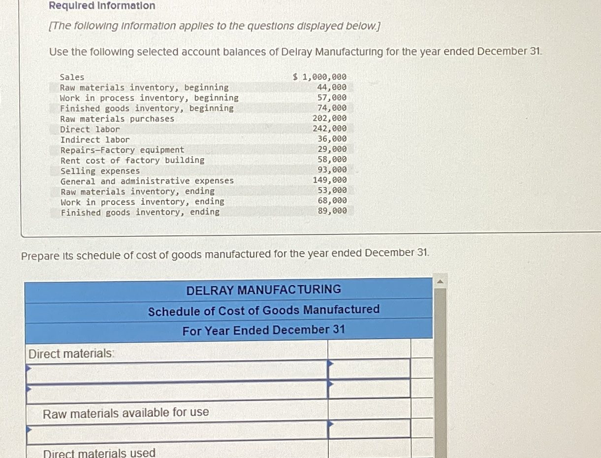 Solved Requlred Information[The following information | Chegg.com