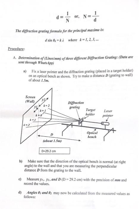 Experiment 4 Light as a Wave (Diffraction Grating) | Chegg.com