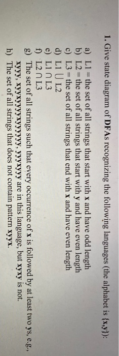 Solved 1. Give state diagram of DFAs recognizing the | Chegg.com