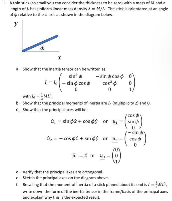 Solved A thin stick (so small you can consider the thickness | Chegg.com