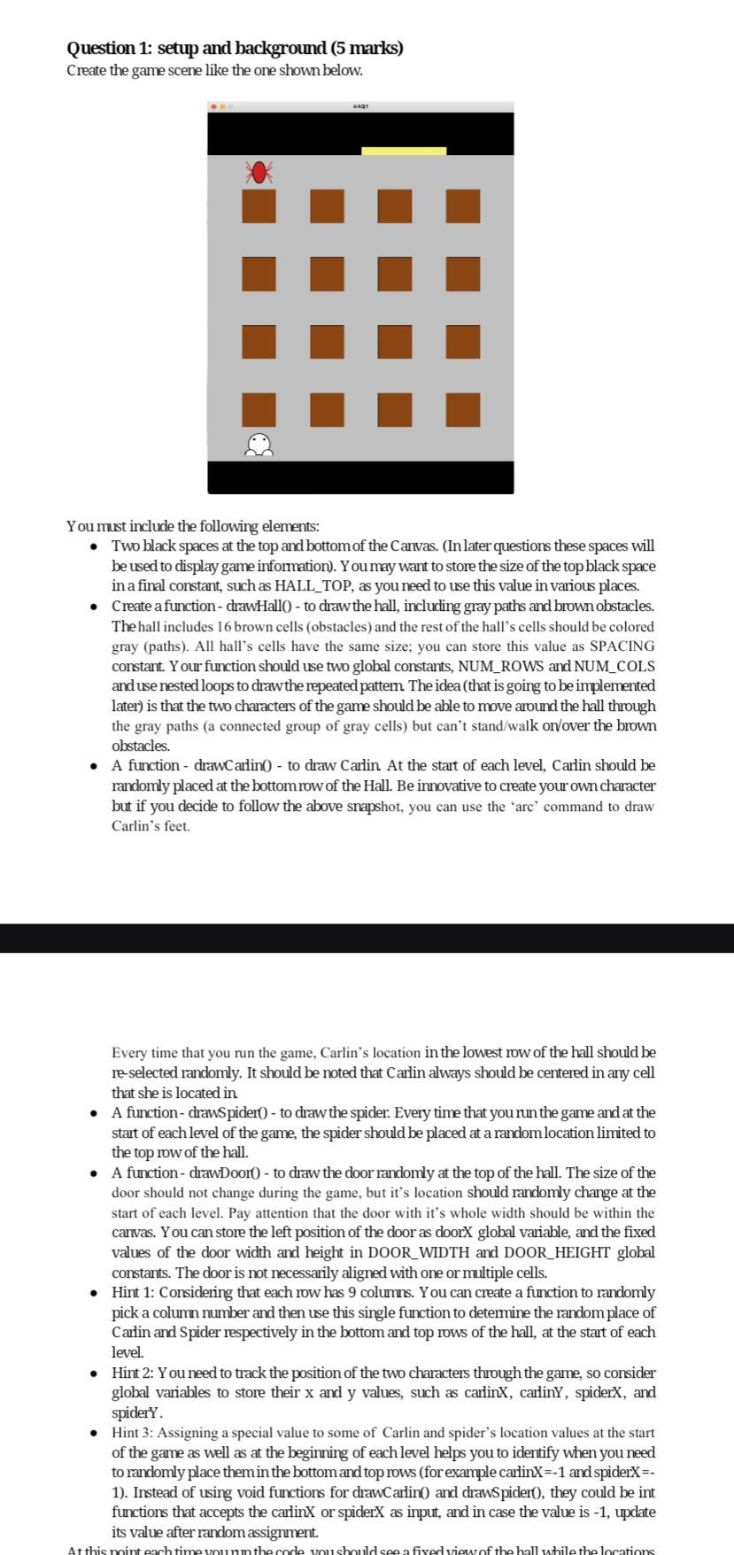 Solved Question 1: setup and background (5 marks) Create the | Chegg.com