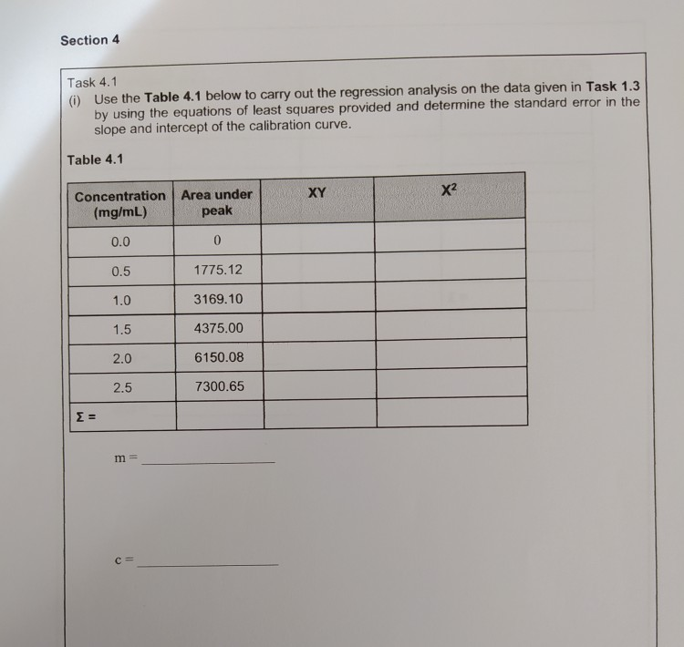 Solved Section 4 Task 4.1 (1) Use the Table 4.1 below to | Chegg.com