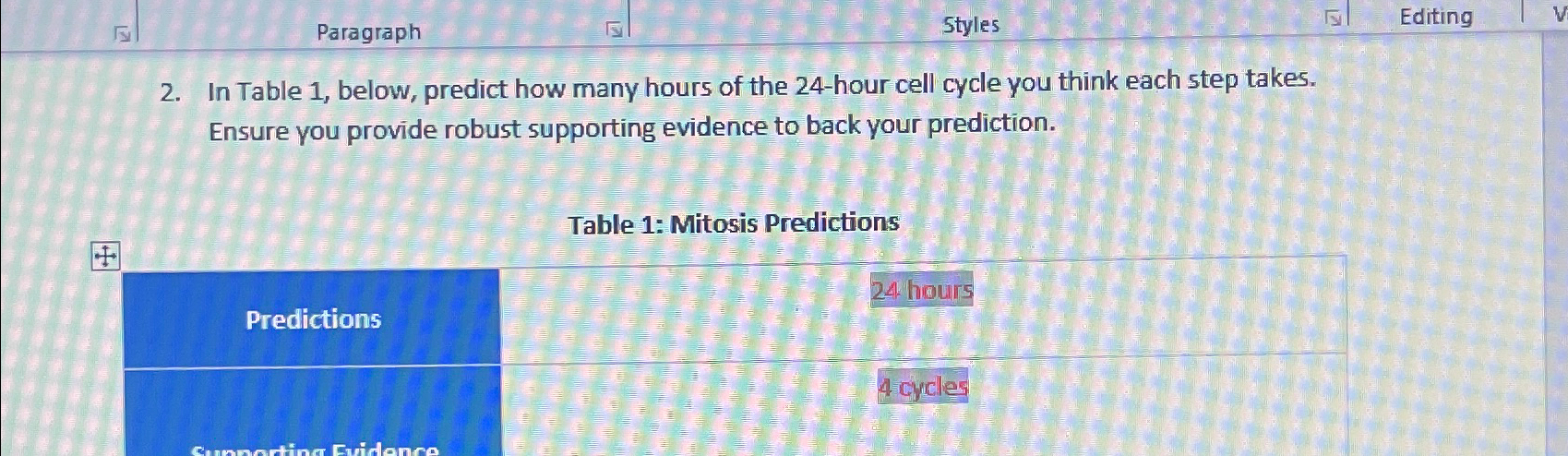 Solved ParagraphStylesEditing2. ﻿In Table 1, ﻿below, predict | Chegg.com