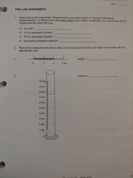 Solved Date PRE-LAB ASSIGNMENT: 1. Refer back to the | Chegg.com