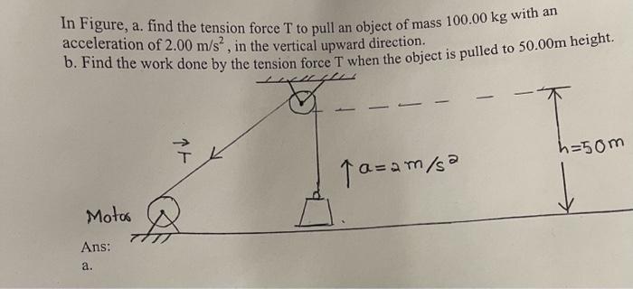 Solved In Figure, a. find the tension force T to pull an | Chegg.com