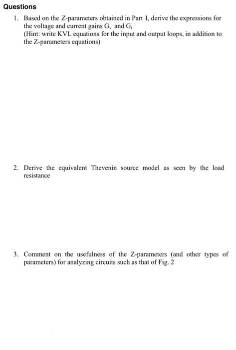 Solved Figure 3: Loaded Two-Port CircuitTable 2: Voltage and | Chegg.com