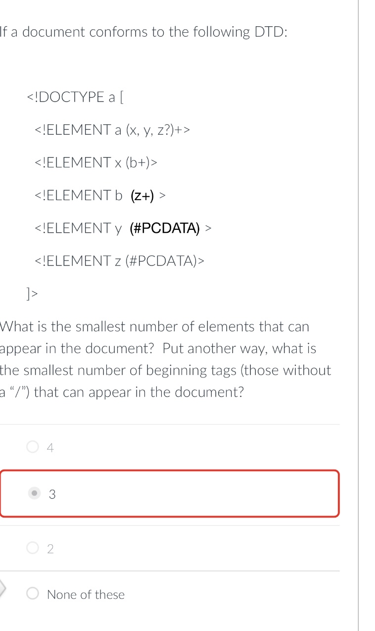 Solved If a document conforms to the following | Chegg.com