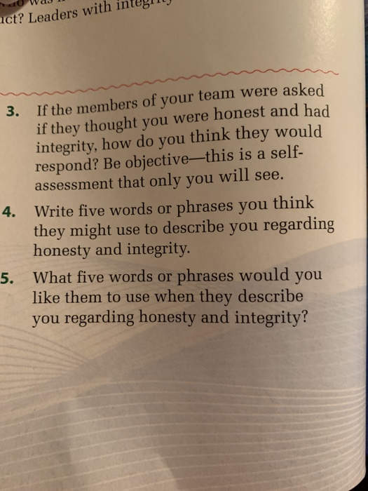 Solved 20 WIJ act? Leaders with integrity 3. If the members | Chegg.com