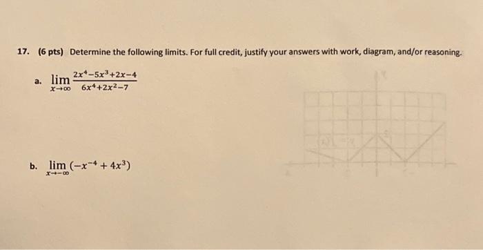 Solved 17. (6 pts) Determine the following limits. For full | Chegg.com