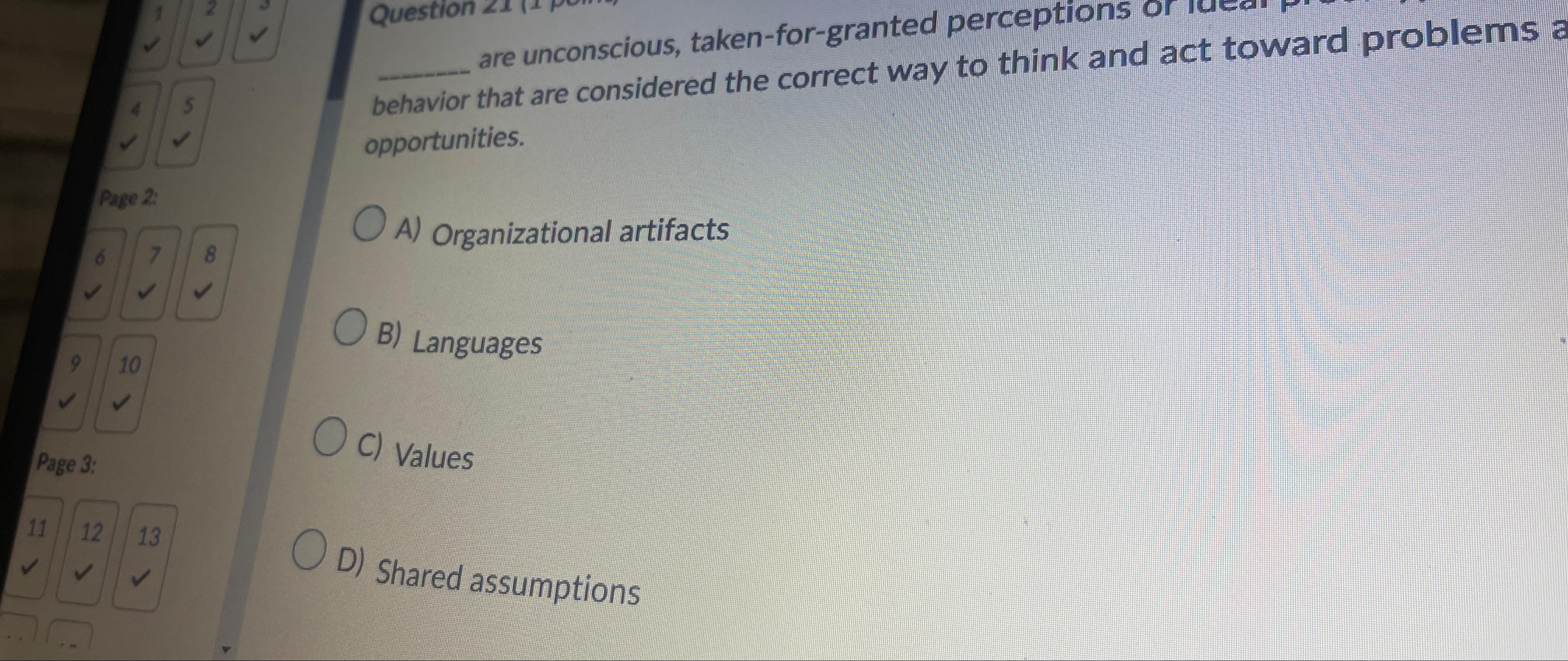 Solved are unconscious, taken-for-granted perceptions | Chegg.com