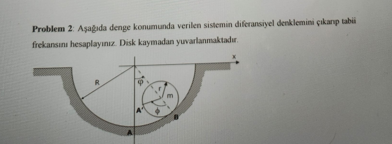 [Solved]: Problem 2: Aada denge konumunda verilen sistemin d