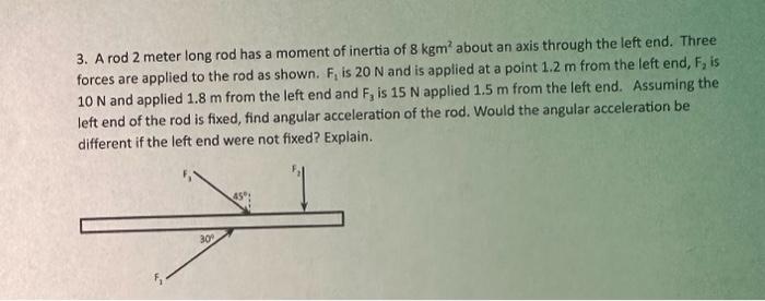 Solved 3. A rod 2 meter long rod has a moment of inertia of | Chegg.com