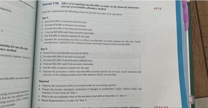 Solved Exercise 7-7A Effect of recognizing uncollectible | Chegg.com