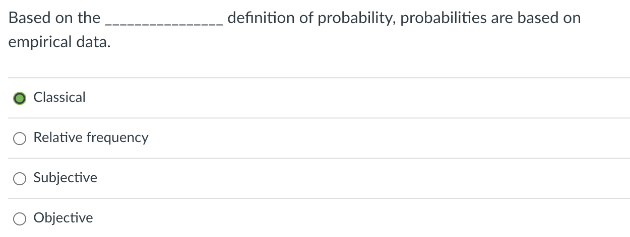 Solved Based on thedefinition of probability, probabilities | Chegg.com