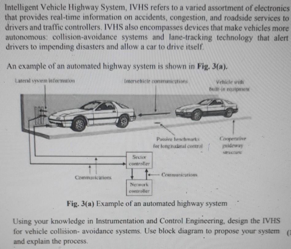 Solved Intelligent Vehicle Highway System, IVHS refers to a | Chegg.com