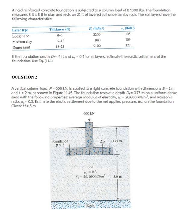 Solved A rigid reinforced concrete foundation is subjected | Chegg.com