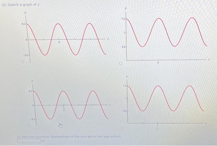 Solved A cork floating in a lake is bobbing in simple | Chegg.com