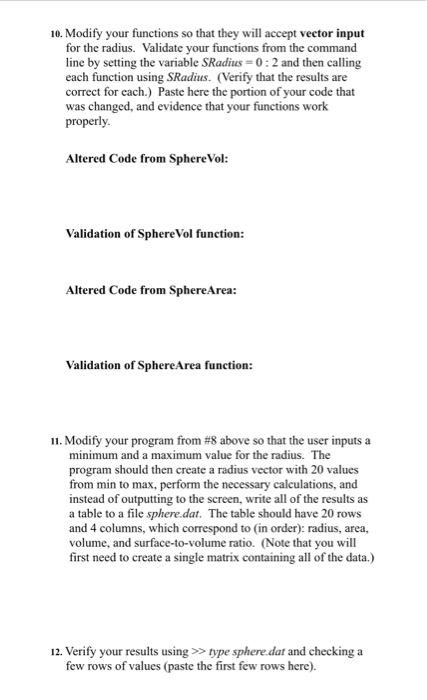 Solved 10. Modify your functions so that they will accept | Chegg.com