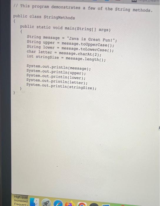 Solved 36 Points Possible 100 Use StringDemo.java 1. Change | Chegg.com