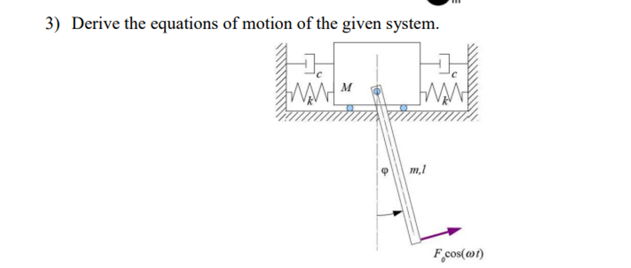 Derive the equations of motion of the given system. | Chegg.com