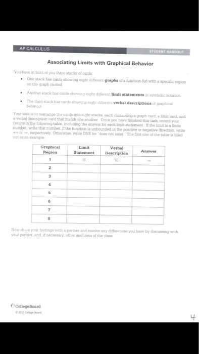 Ap Calculus Student Handout Answers