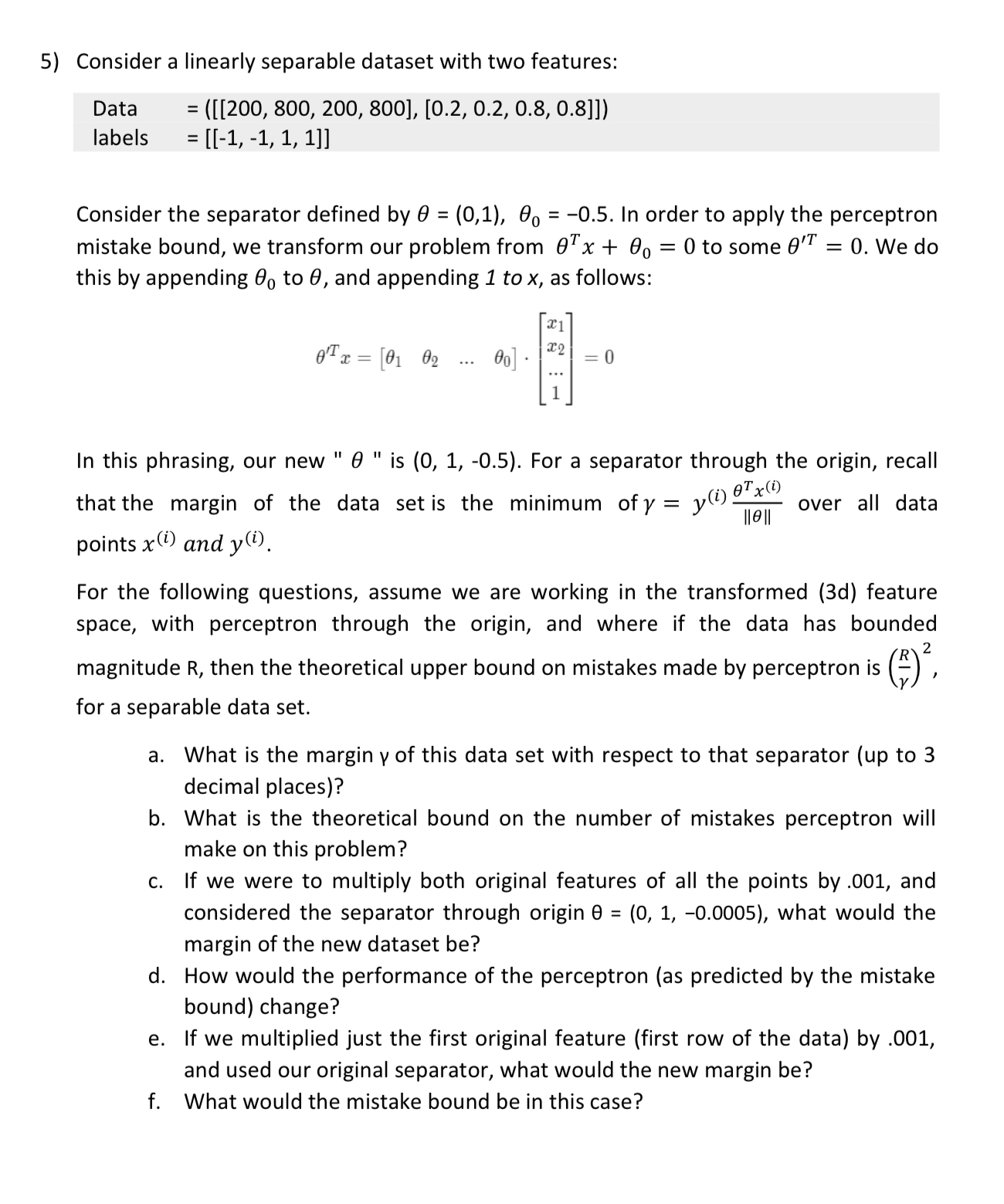 Consider a linearly separable dataset with two | Chegg.com