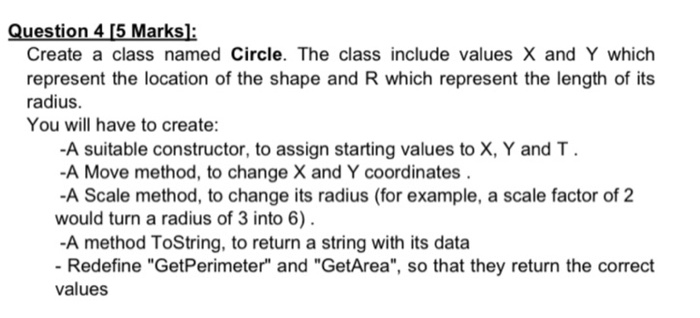 Solved Question 4 [5 Marks Create A Class Named Circle
