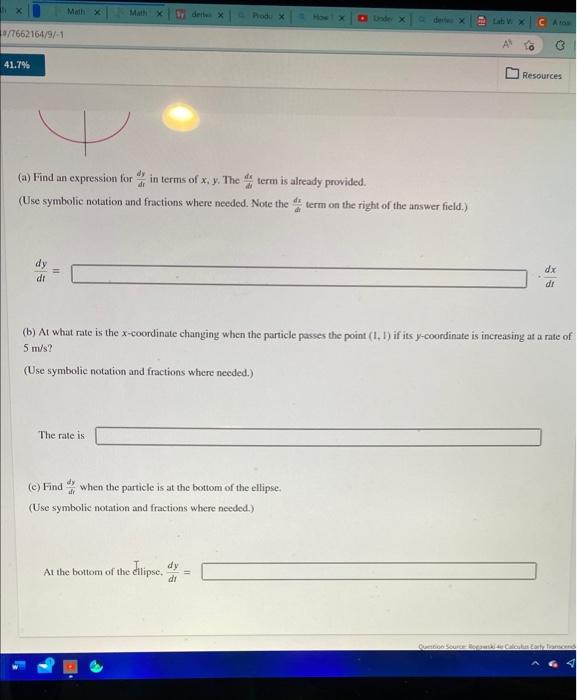 A particle moves counterclockwise around the ellipse | Chegg.com