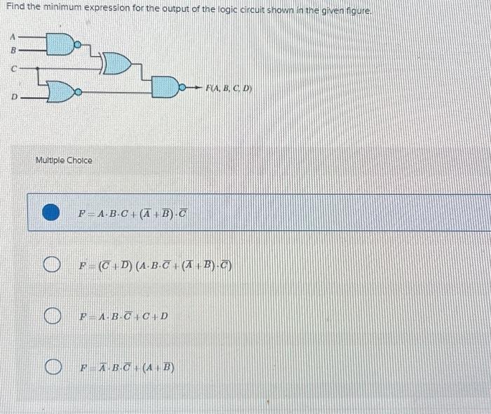 Solved Find the minimum expression for the output of the | Chegg.com
